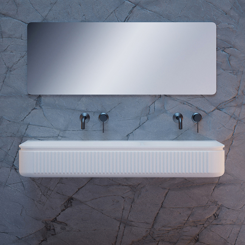 Factory Customized Solid Surface Fluted Wall Mounted Double Sinks XR ...