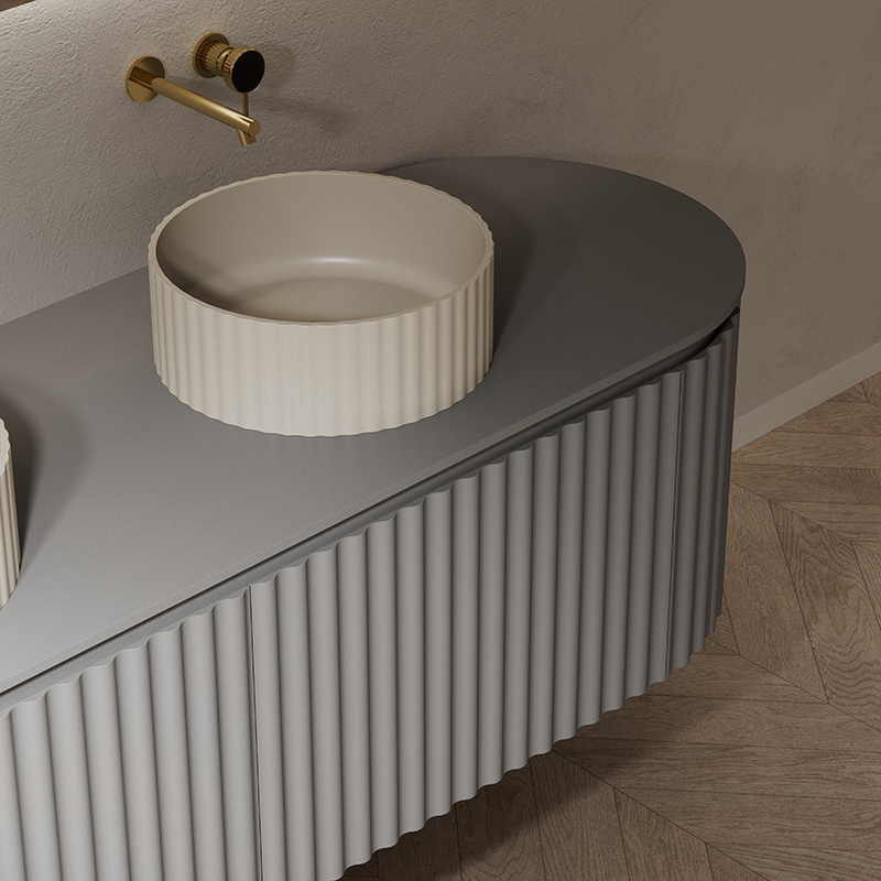 Wholesale Price Fluted Floating Bathroom Vanity Unit With Double Basins ...