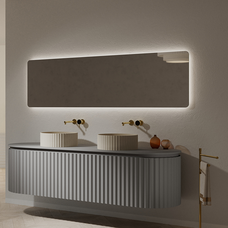 Wholesale Price Fluted Floating Bathroom Vanity Unit With Double Basins ...