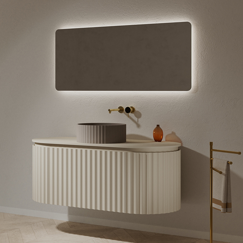 Wholesale High End Quality Fluted Floating Bathroom Vanity Unit With ...