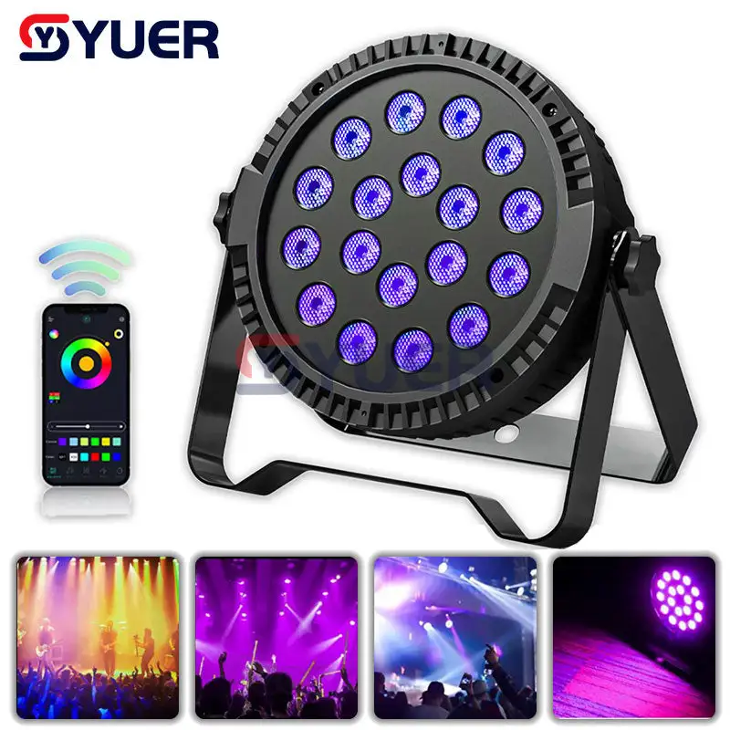 YUER Professional Stage Lights 18LED RGB 3in1 Par Light DMX Colour ...