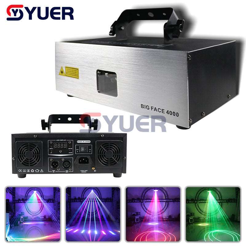 YUER 2W 3W RGB Full Color Animated Scanning Laser Light Laser Beam ...