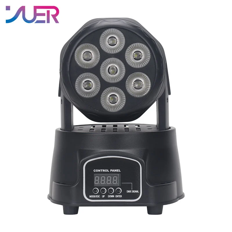 YUER LED 7X12W Wash Light RGBW 4in1 DJ Disco Stage Moving Head Lights