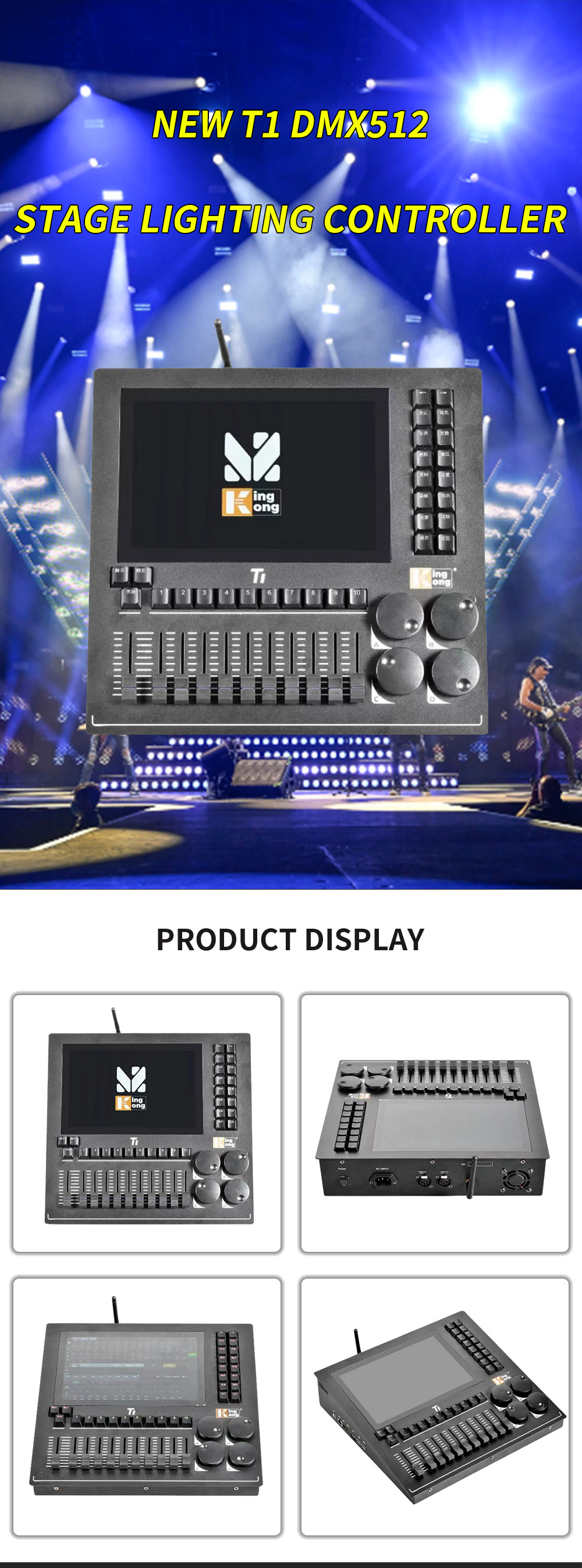 Yuer DMX Console KingKong T1 Mini Command Wing 1024DMX512 Channel ART ...