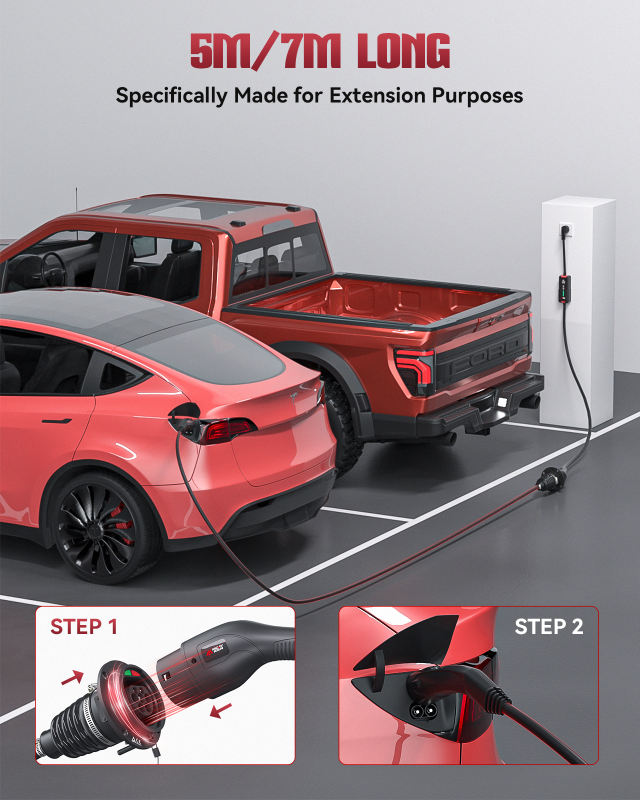 Type 2 EV Charging Extension Cable 5M/7M Optional for MG/BYD/KIA and ...