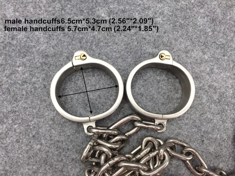 Stainless Steel Bondage Kit Collar+Handcuffs+Ankle Cuffs Connected with ...