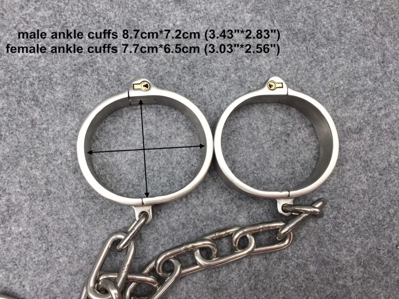 Stainless Steel Bondage Kit Collar+Handcuffs+Ankle Cuffs Connected with ...