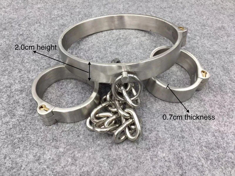 Steel Bondage Kit Neck to Wrist Restraints Device Collar+Handcuffs ...