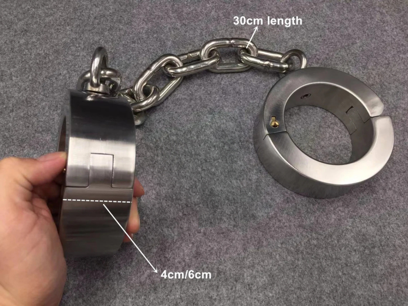 Heavy Duty Stainless Steel Ankle Cuffs Metal Bondage Gear Restraint Device