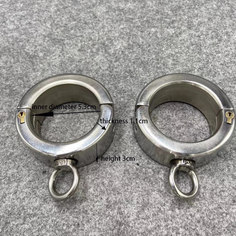 Circle style integrated lock shackles steel bondage handcuffs