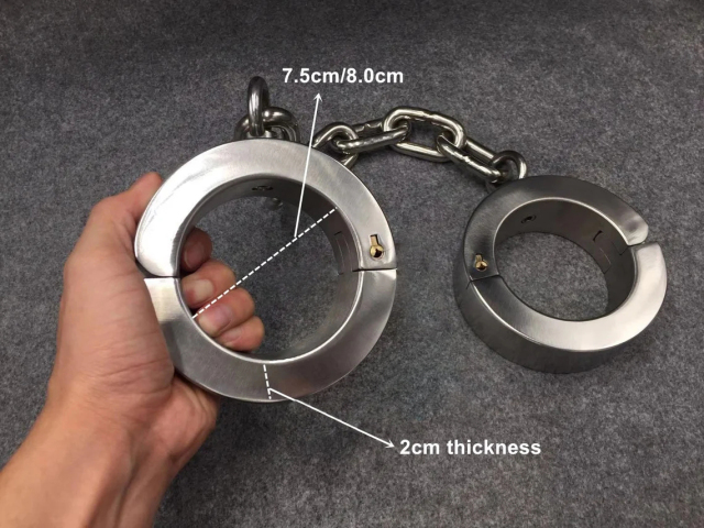 Heavy Duty Stainless Steel Ankle Cuffs Metal Bondage Gear Restraint Device