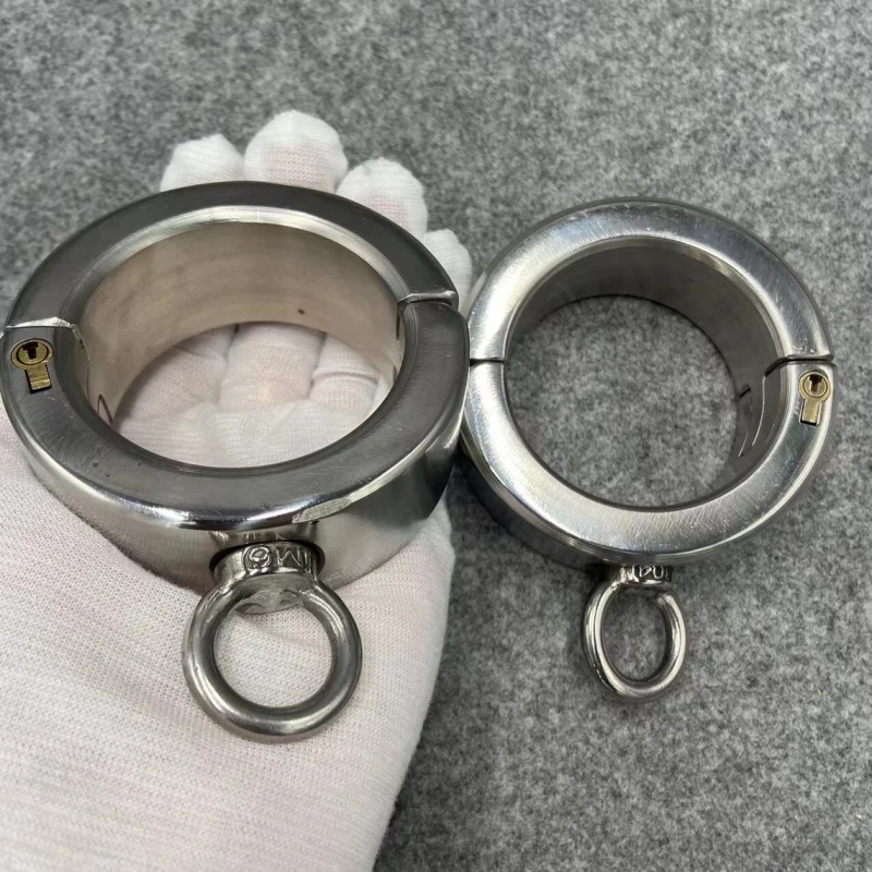 Circle style integrated lock shackles steel bondage handcuffs