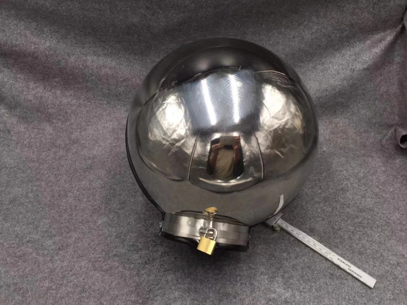 Stainless Steel Headhood Ball Shape Enclosed Helmet for Chocking Bondage