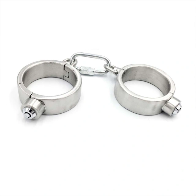 Stainless Steel Press Lock Handcuffs Bondage Gear