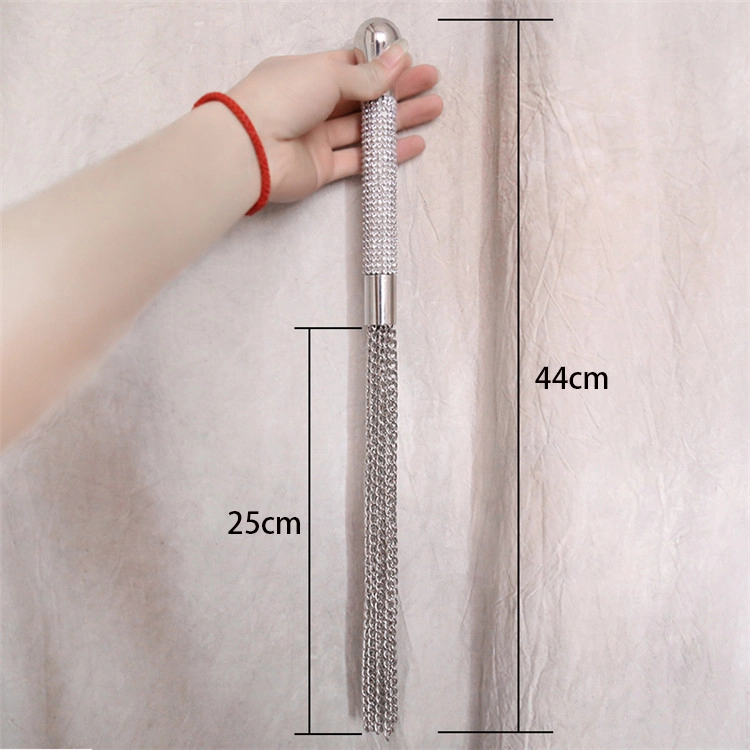 Diamond Handle Iron Weighted Chain Beard Whip Flogger Handle Spanking