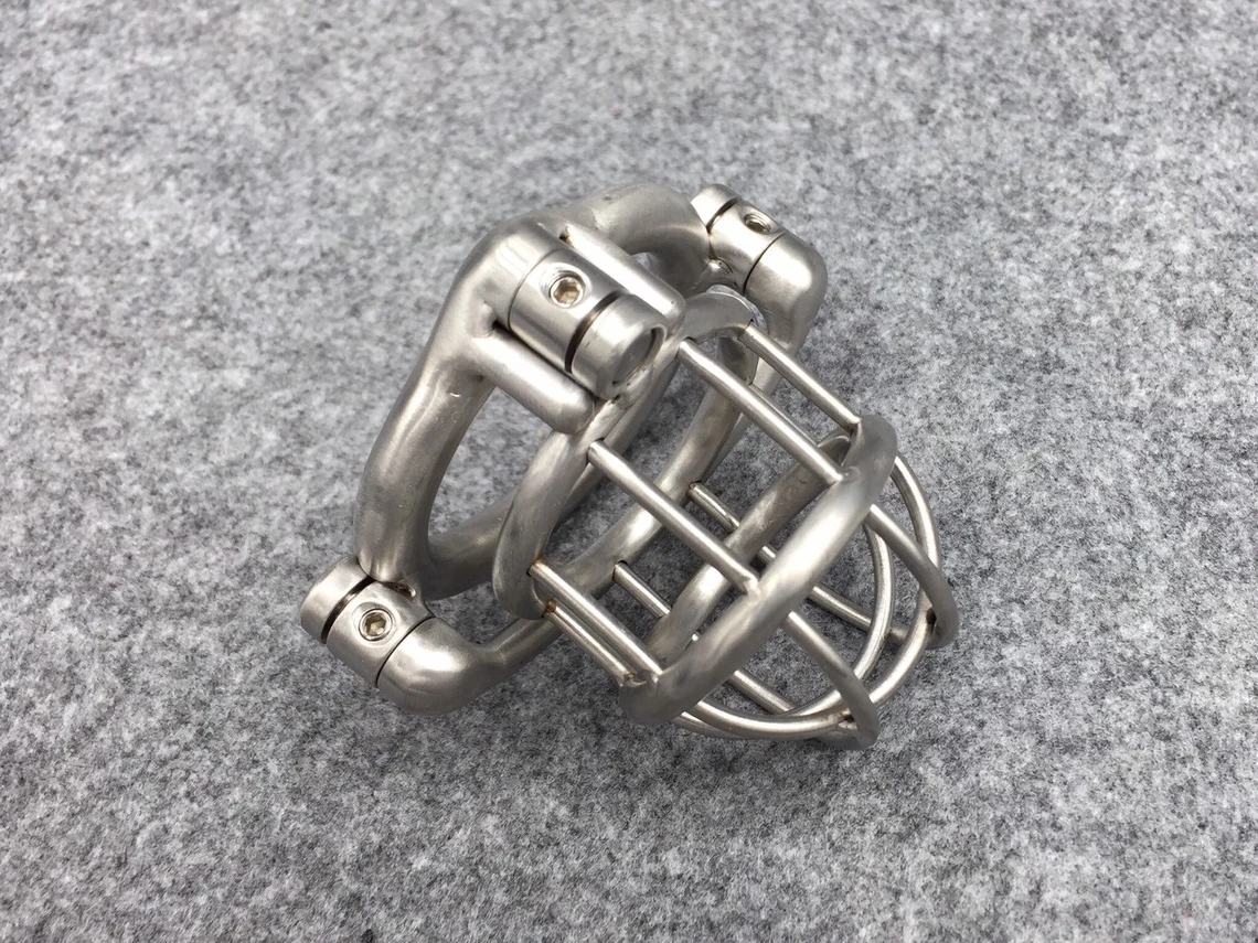 BA-02 Customize Chastity Cage Dual Lock System Stainless Steel/Titanium ...