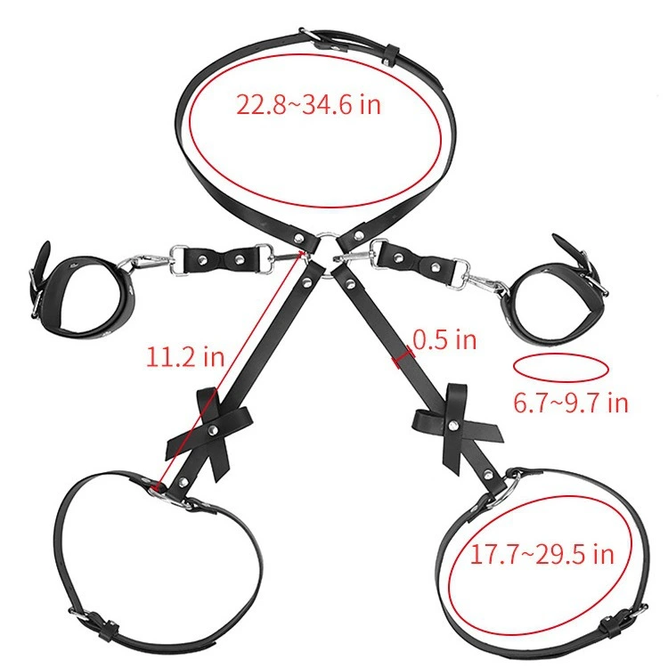 Size Adjustable Bondage Restraints Hand Cuffs Thigh Garter Belt Kit