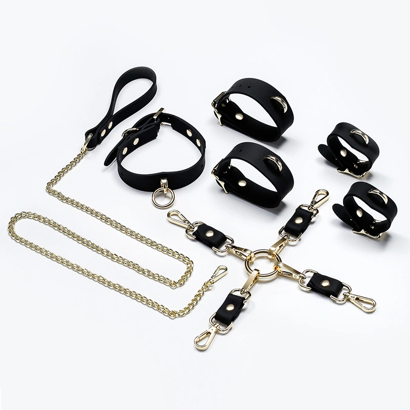 Leather Bondage Gear Silicone Collar Handcuffs Ankle Cuffs