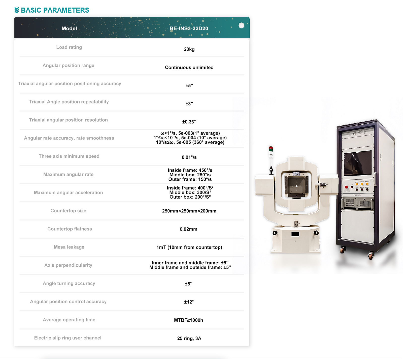 3-axis Inertial Navigation System rate Table with Precision Angular Positioning