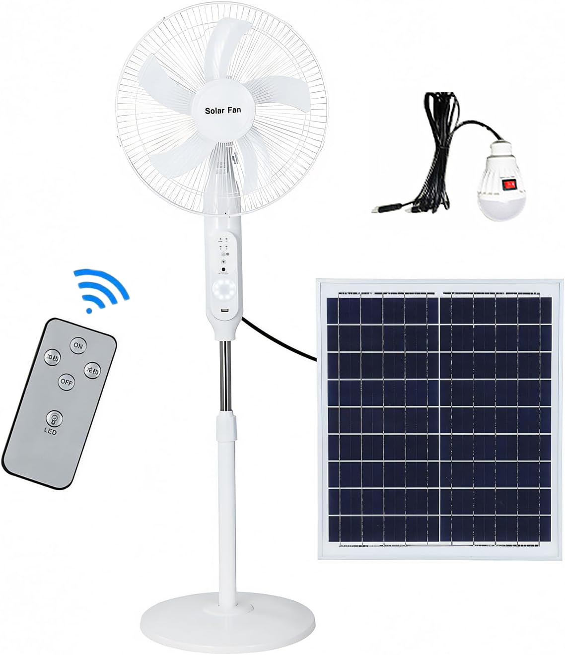 Solar Fan – 16-Inch Portable Rechargeable Standing Floor Solar Powered ...