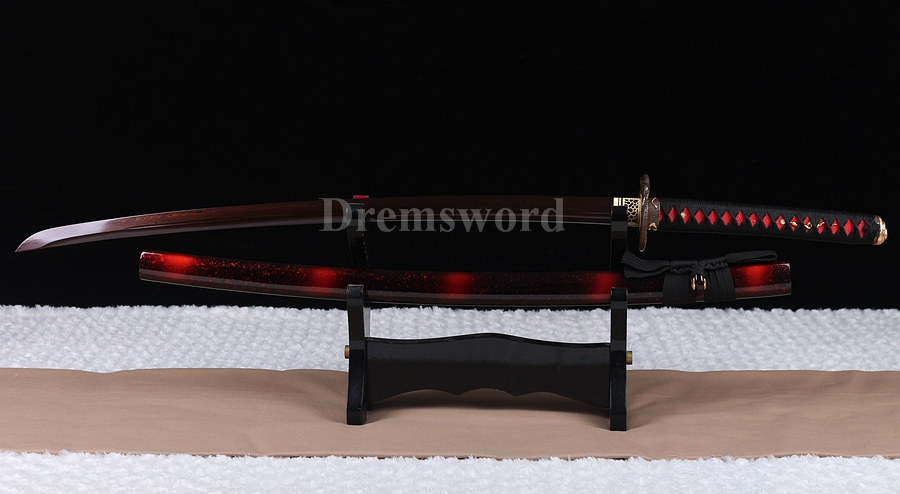 hand forge damascus folded steel red blade unokubi-zukuri razor sharp ...