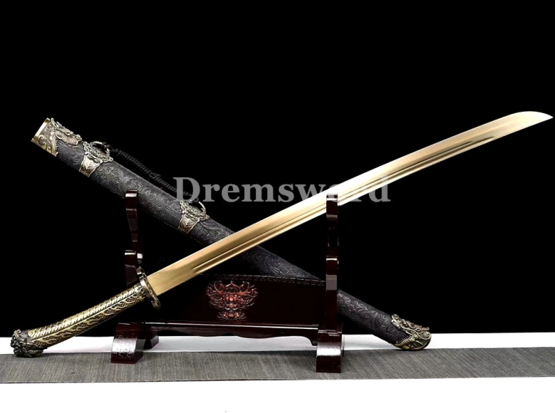 Handmade 1095 High Carbon Steel gold blade Chinese qing dynasty Dao ...