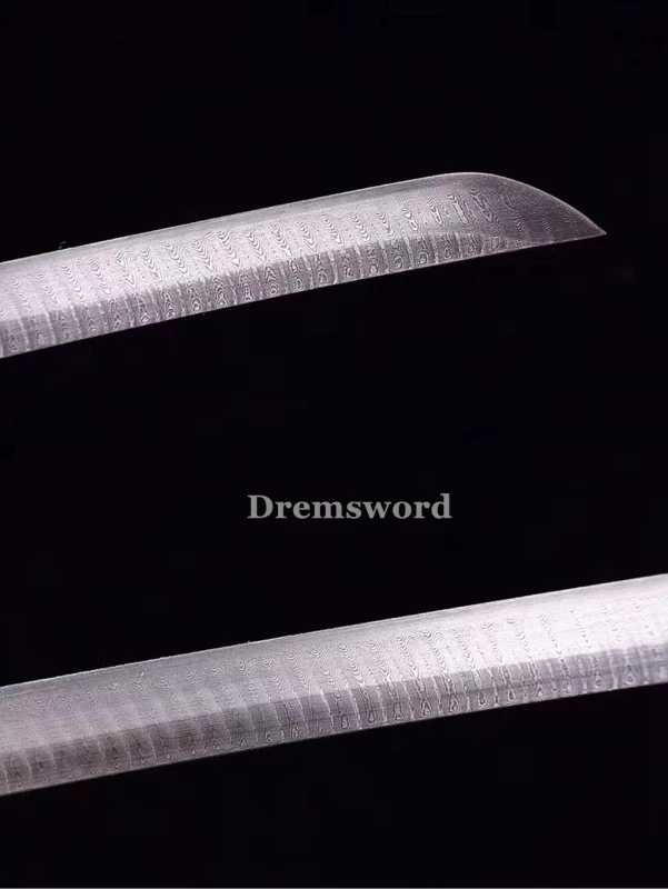 Handmade damascus folded steel sharp black with brown japanese samurai ...
