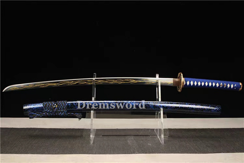 1095 High Carbon Steel Japanese Samurai Sword Full Tang blue Sword ...