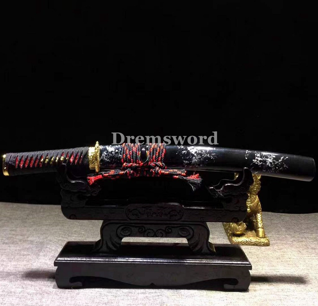 Handmade Folded steel clay tempered tanto Japanese samurai Sword ...