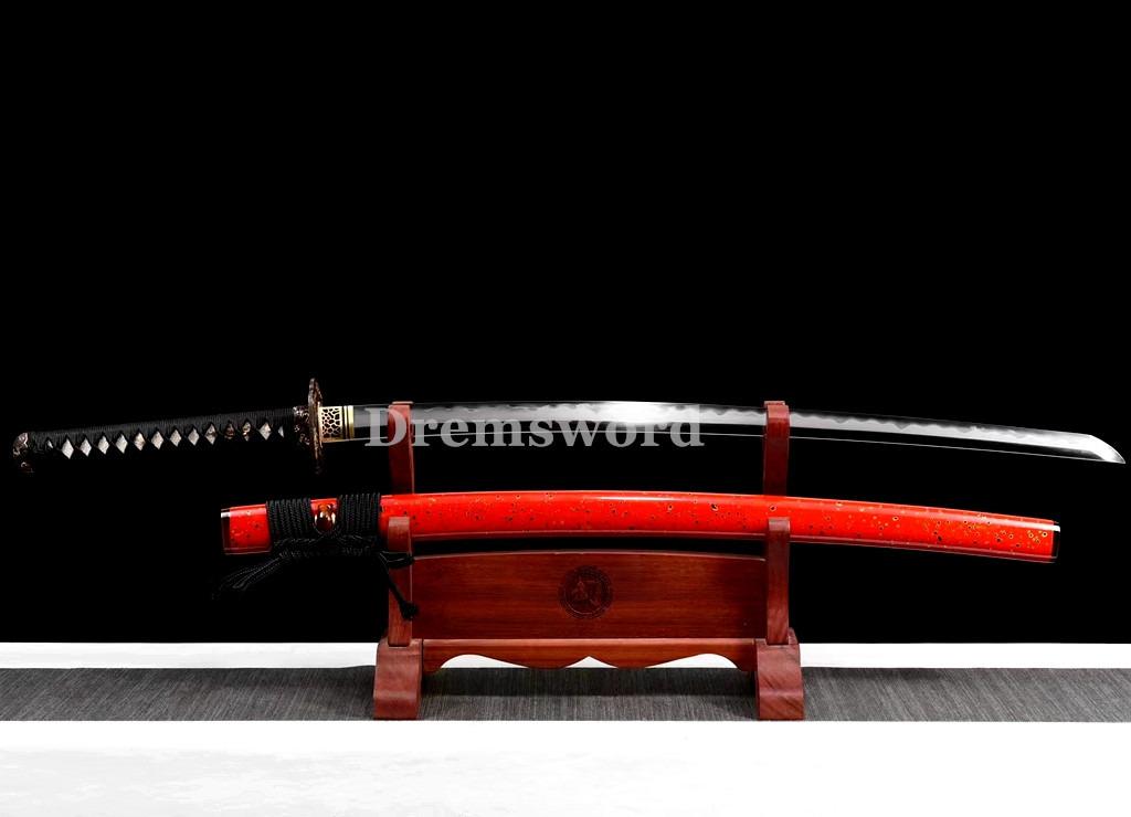 handmade Shihozume steel Japanese Sword Samurai Katana sharp red sword ...