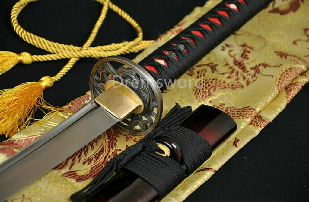 Hand forged 1095 High Carbon Steel Japanese Samurai Sword Full Tang Red ...