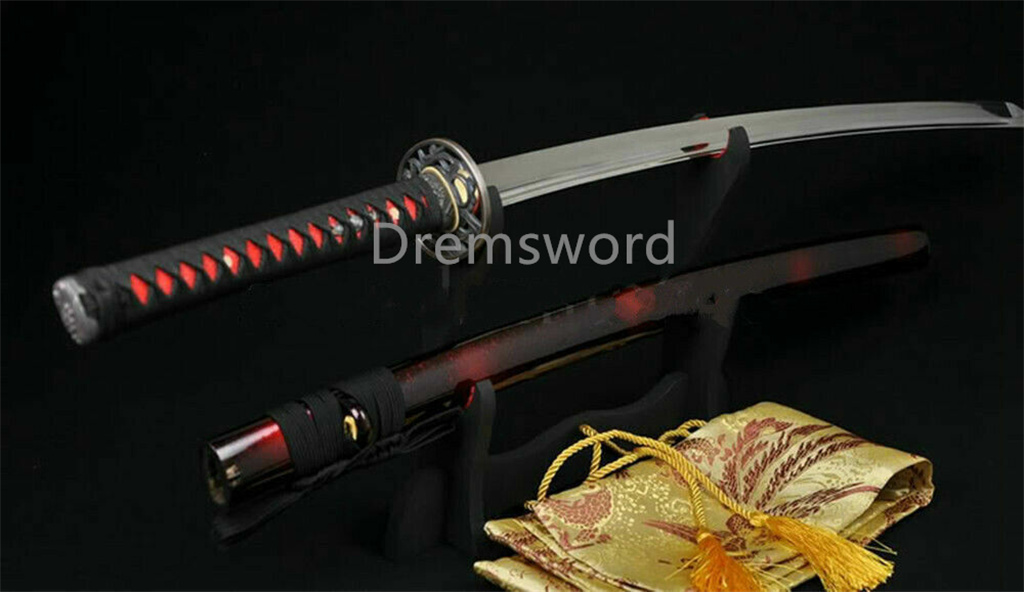Hand forged 1095 High Carbon Steel Japanese Samurai Sword Full Tang Red ...