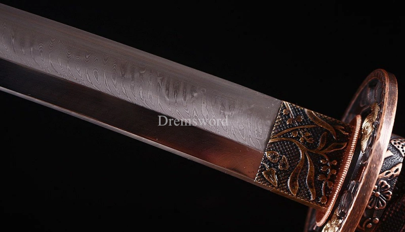 Folded Steel Clay Tempered Wakizashi Japanese Samurai Battle Sword Ox ...