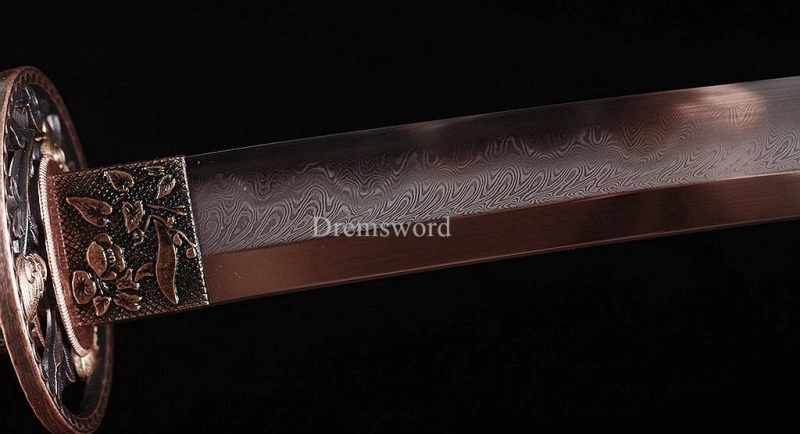 Folded Steel Clay Tempered Wakizashi Japanese Samurai Battle Sword Ox ...