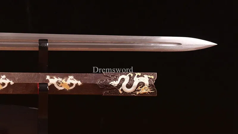 Handmade Damascus Folded Steel Jian Traditional Chinese Sword Sharp ...