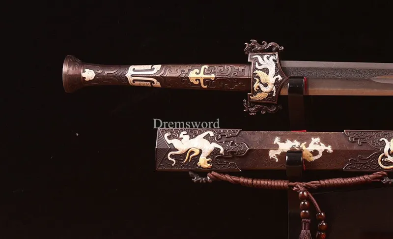 Handmade Damascus Folded Steel Jian Traditional Chinese Sword Sharp ...
