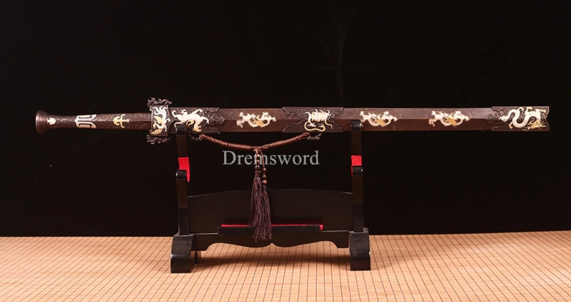 Handmade Damascus Folded Steel Jian Traditional Chinese Sword Sharp ...