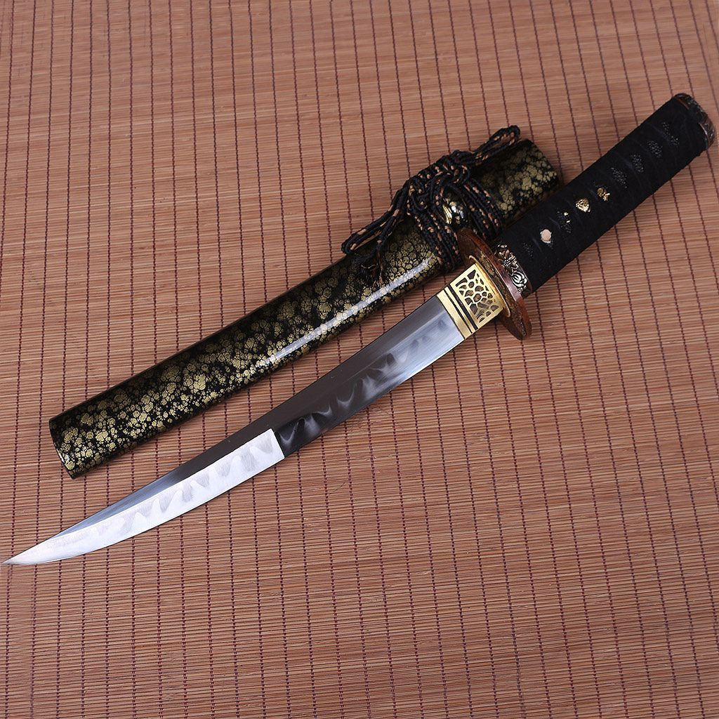 T10 Steel Clay Tempered Tanto Self-defence Japanese Samurai Sword Choji ...