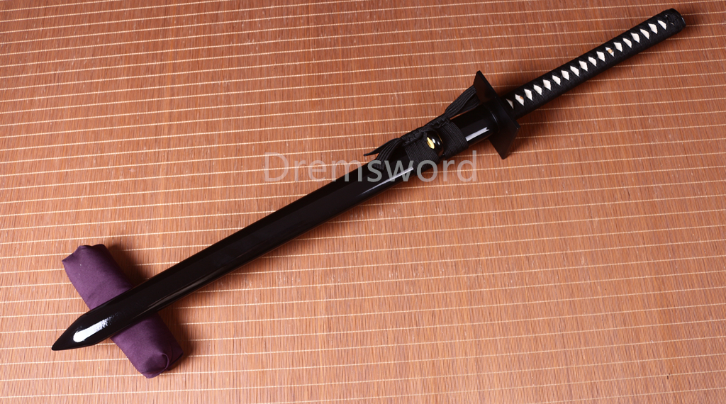 Handmade Clay tempered T10 Steel black sword ninjato Japanese Samurai ...