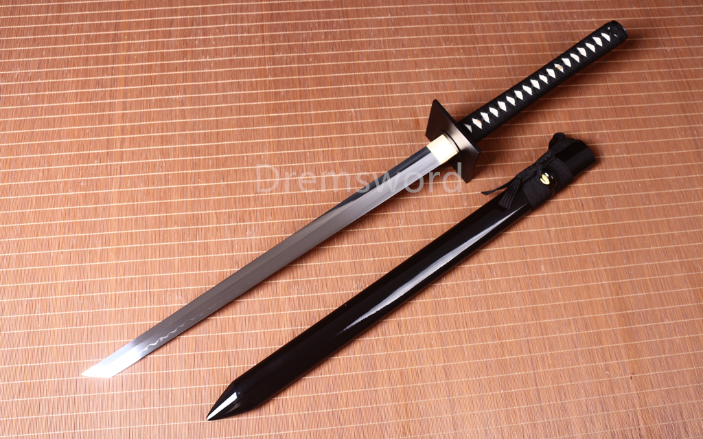 Handmade Clay tempered T10 Steel black sword ninjato Japanese Samurai ...
