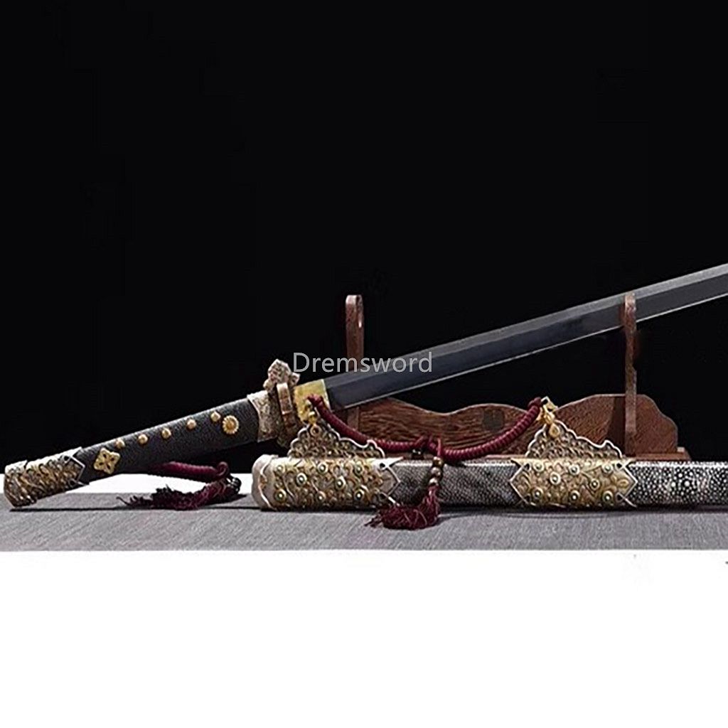 High-End hand forge Chinese Dao 唐刀 laminated Feather-shaped pattern ...