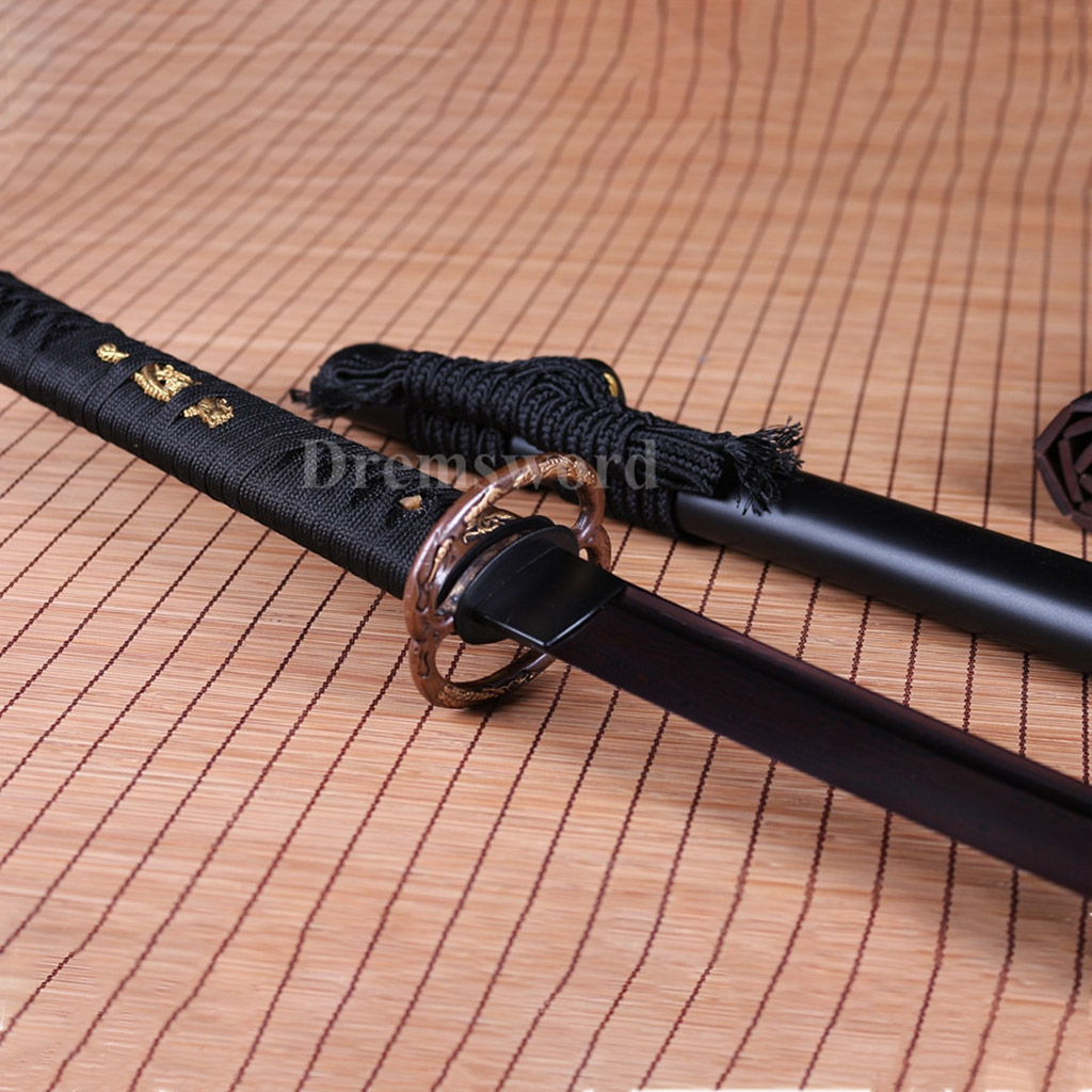 HAND FORGED RED Blade DAMASCUS FOLDED STEEL JAPANESE SAMURAI KATANA ...