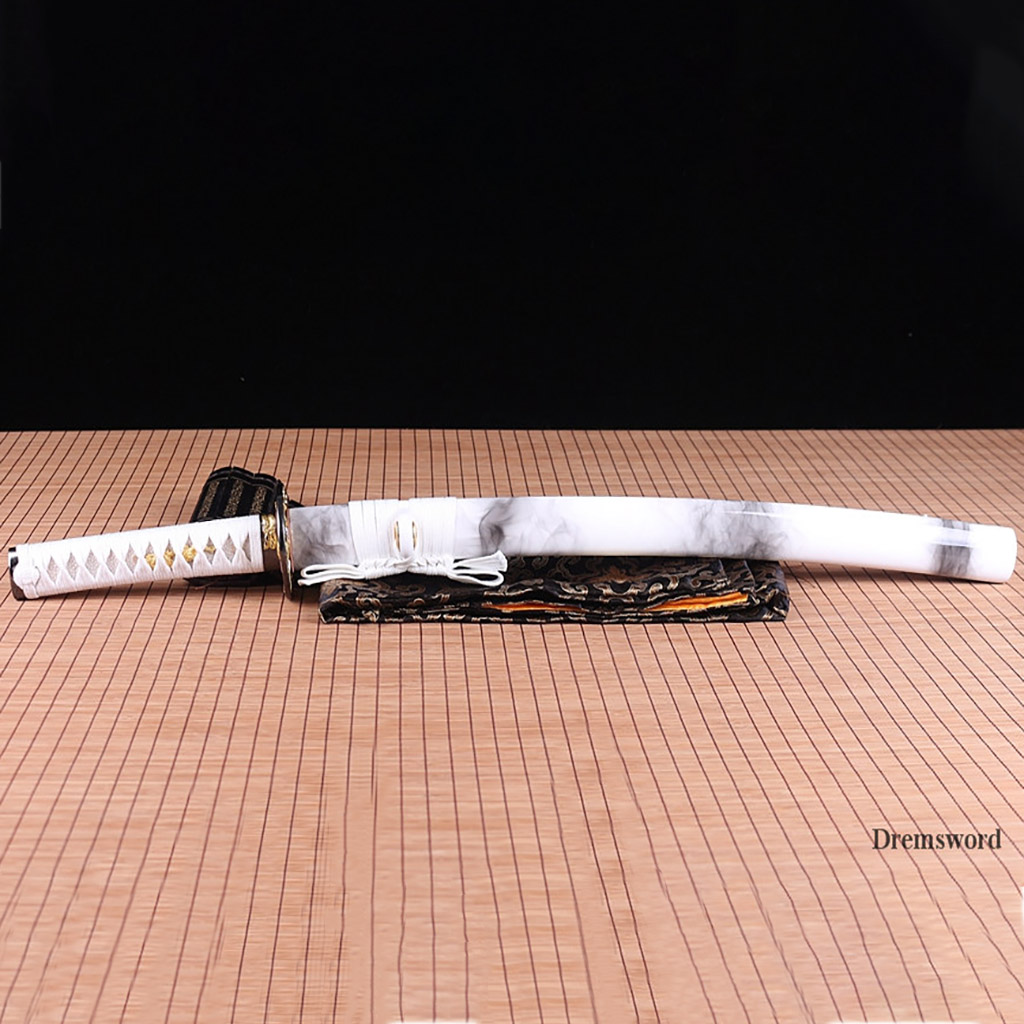handmade Japanese wakizashi Samurai Sword Black Blade damascus Folded ...
