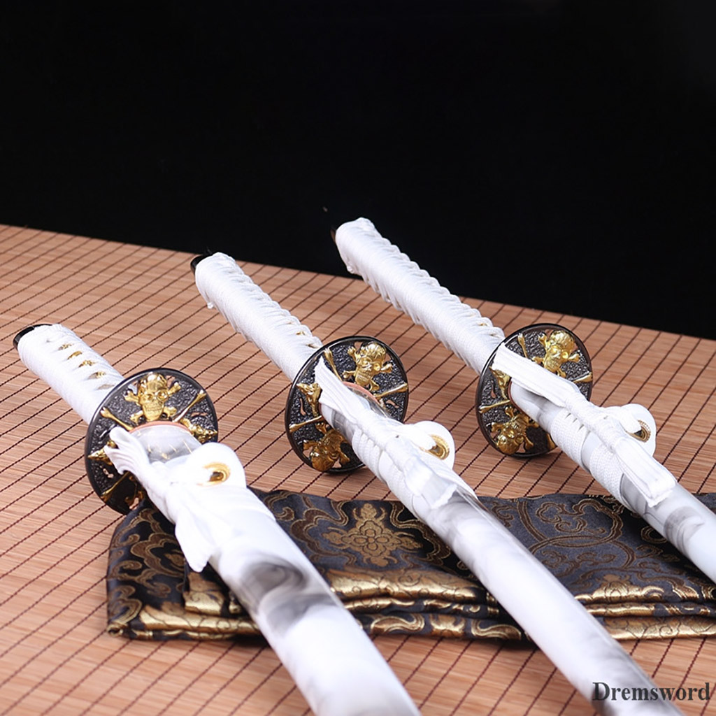 handmade Japanese Samurai Sword katana+wakizashi+tanto Daisho Black ...