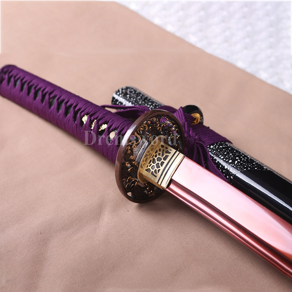 Handmade 1095 high carbon steel red blade katana Japanese Samurai Sword ...