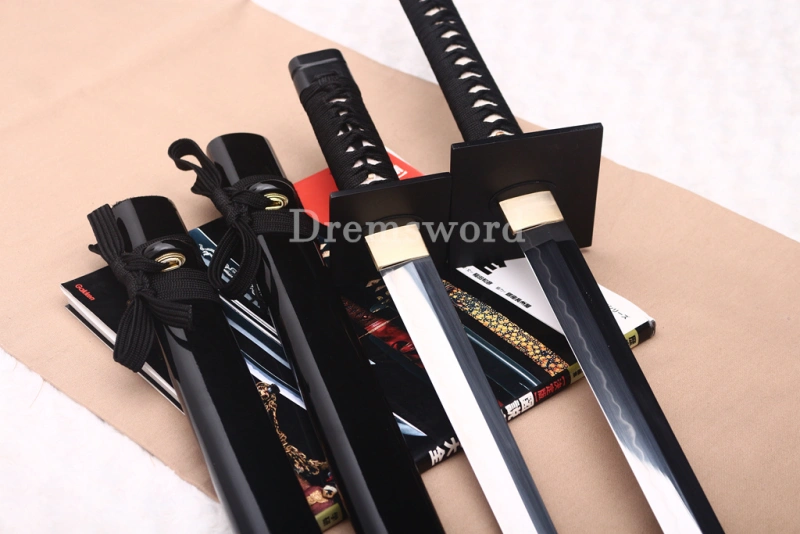 2Pcs Black T10 Clay Tempered Ninjato Daisho Japanese Ninja Sword KAMASU ...