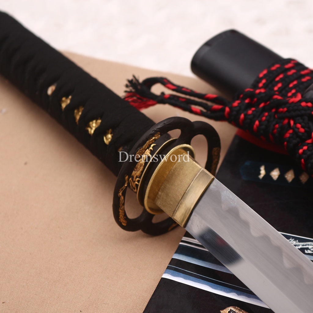 Handmade L6 Steel Clay Tempered Wakizashi Japanese Samurai Sword ...