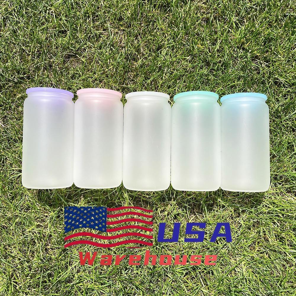 Alwin 16oz Hot Sale Frosted and Clear Sublimation Glass Can Sublimation ...