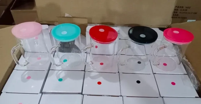 Alwin US RTS 17oz Sublimation Glass Mug with Colored Plastic Lid Free Shipping (25PCS)