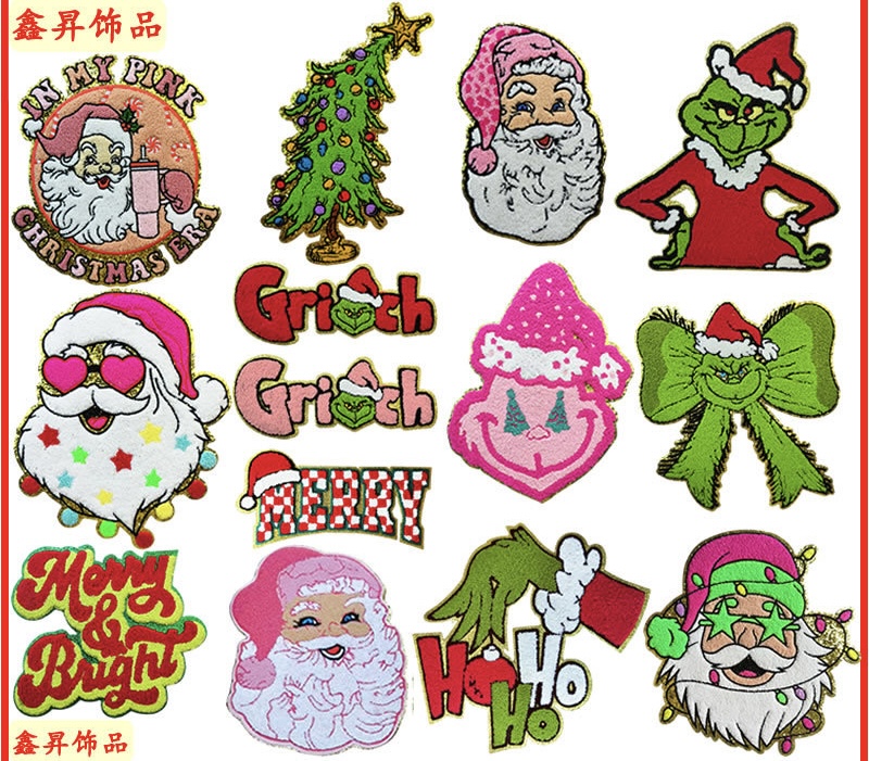 Alwin China RTS Christmas Grinch Santa Ironed Patches Clothese Towel ...